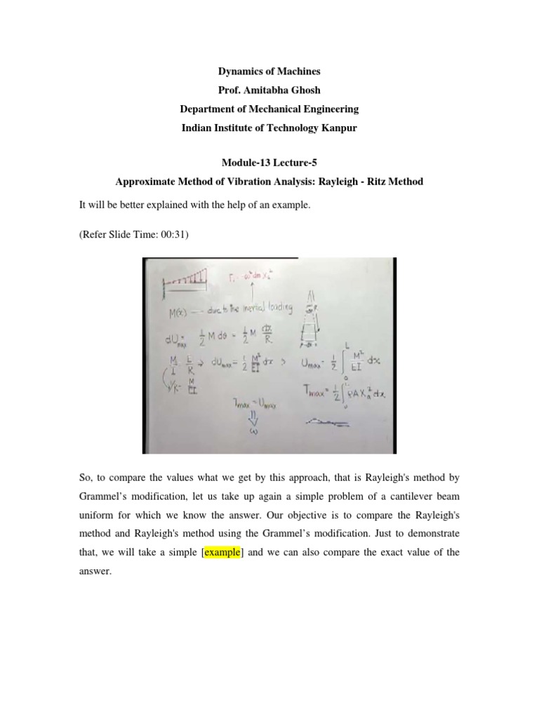 Approximating Natural Frequencies Using the Rayleigh-Ritz Method: A ...