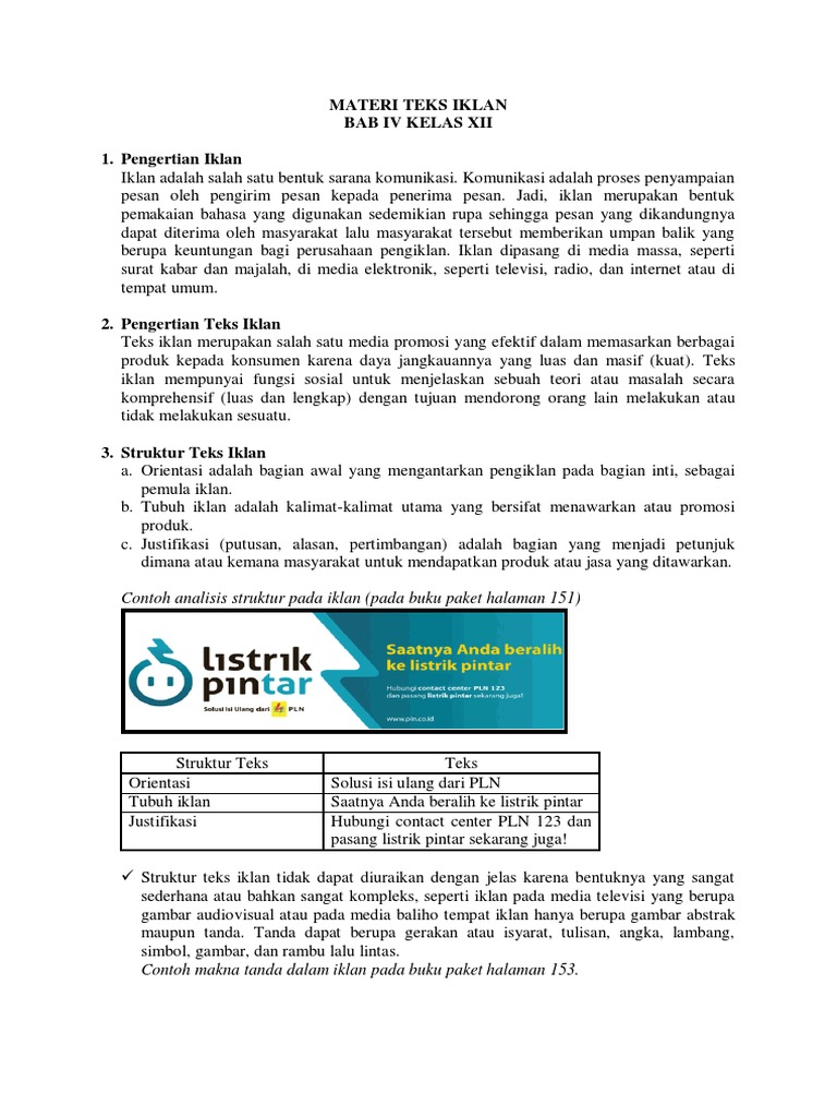 Teks Iklan Kelas Xii | PDF