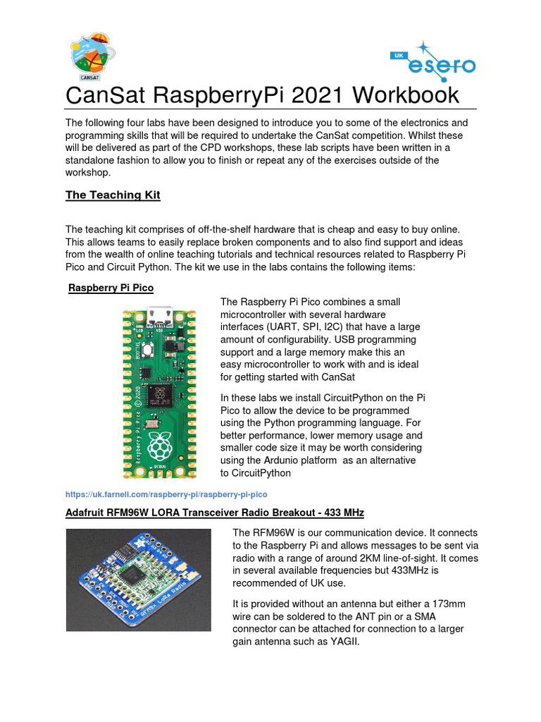 CanSat RaspberryPi 2021 Workbook | PDF | Electrical Engineering | Computer Hardware