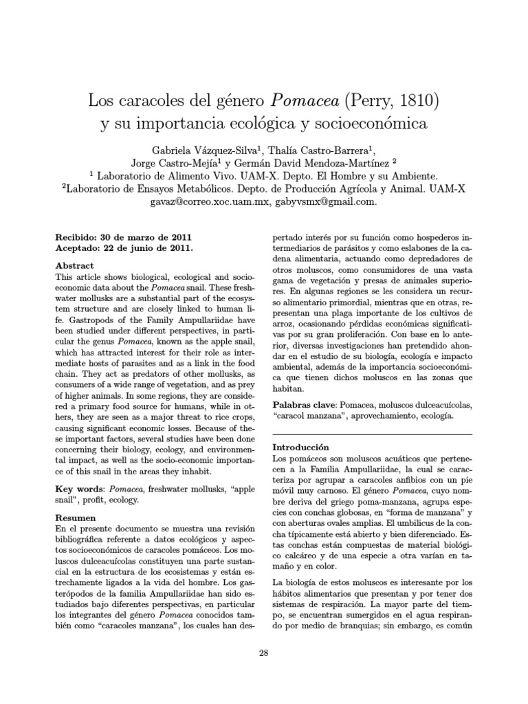 Pomacea patula catemacensis: Ecología y Uso | PDF | Sexo