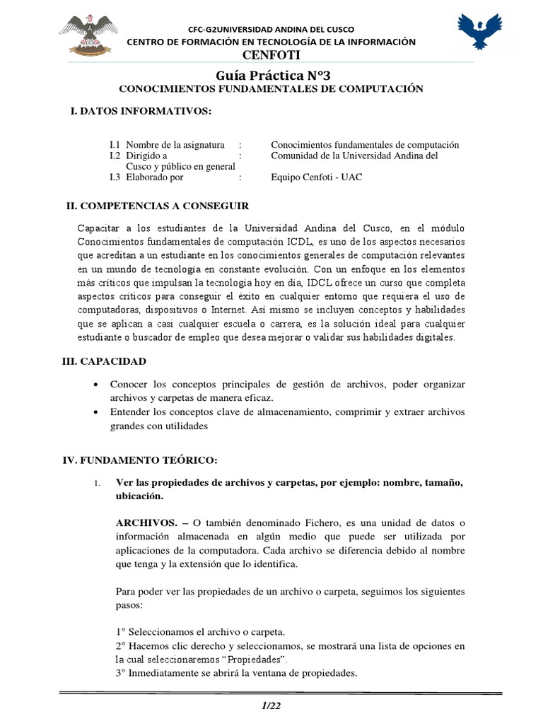Guia 3 - CFC | PDF | Archivo de computadora | Disco compacto
