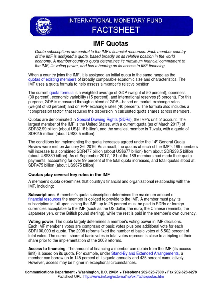 IMF Quotas: Quotas of Existing Members | PDF | International Monetary ...