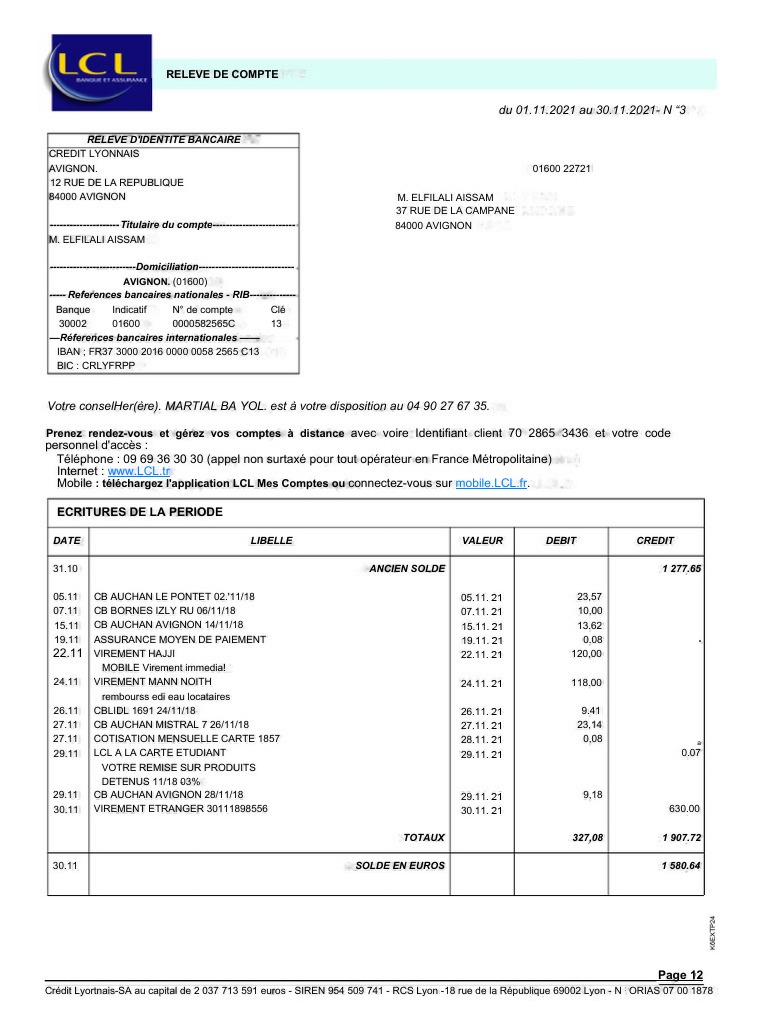 Frais bancaire opposition chéquier lcl, Banque pour les particuliers ...