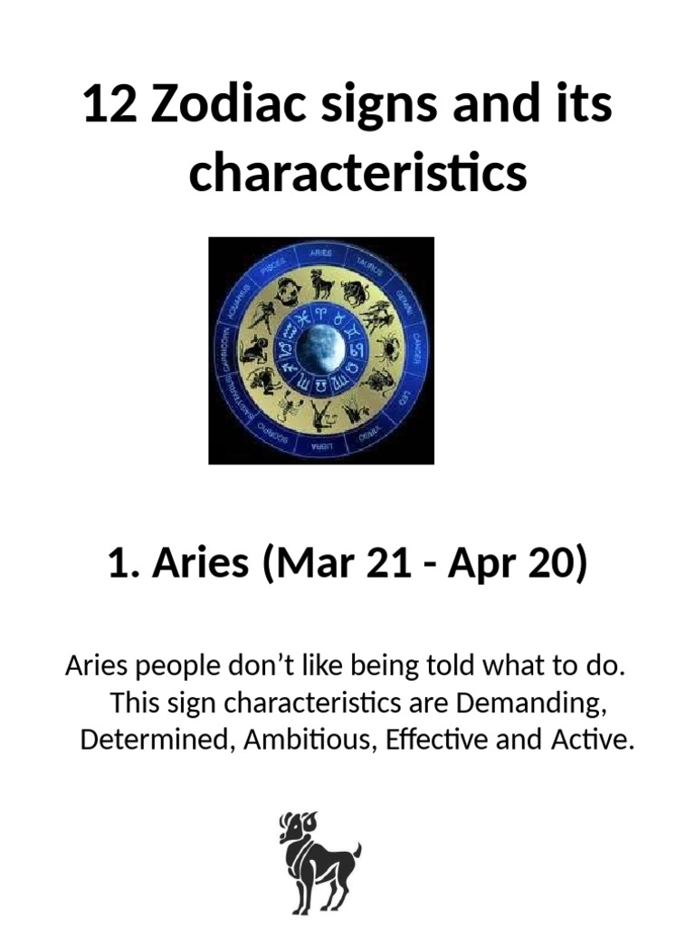 12 Zodiac Signs and Its Characteristics | PDF | Astrological Sign ...