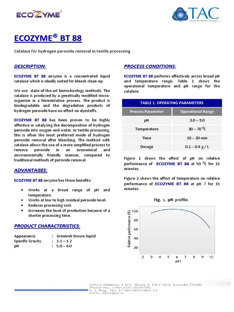 Ecozyme BT 88 Tds | PDF | Catalase | Hydrogen Peroxide