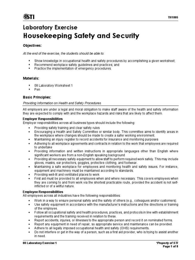 08 Laboratory Exercise 1 | PDF | Occupational Safety And Health ...