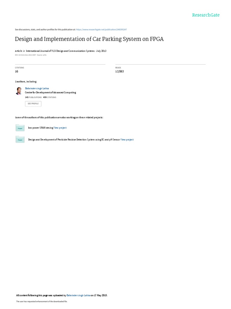 Design and Implementation of an FPGA-Based Smart Parking System Using ...