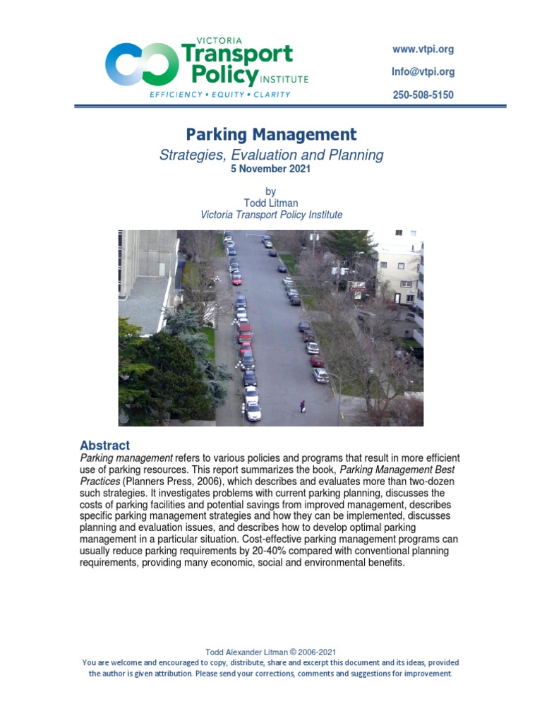 Parking Management: Strategies, Evaluation and Planning | PDF | Parking ...
