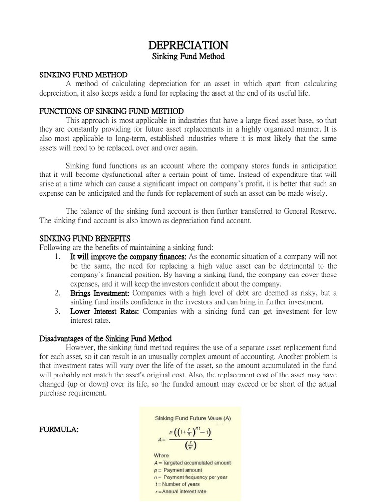Sinking Fund Method of Depreciation | PDF | Depreciation | Book Value