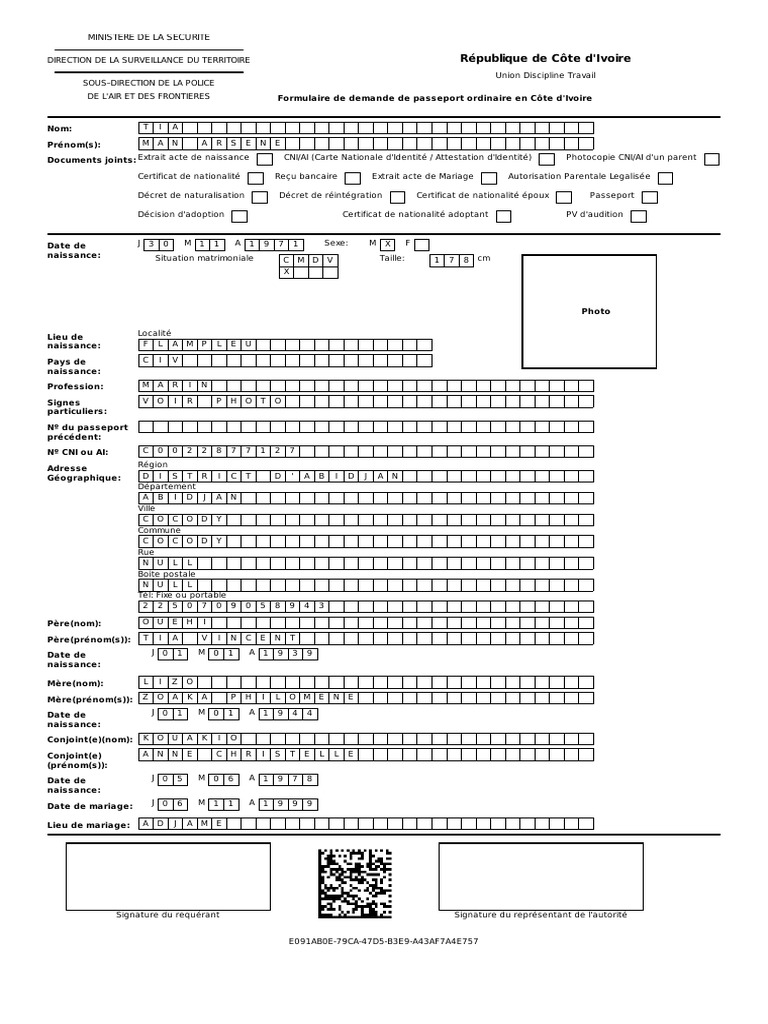 Formulaire Enrolement | PDF | Passeport | Gouvernement