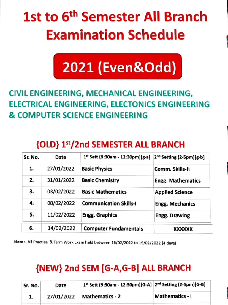 SBTE Timetable 2022 (Join AICTE Telegram Group) | PDF