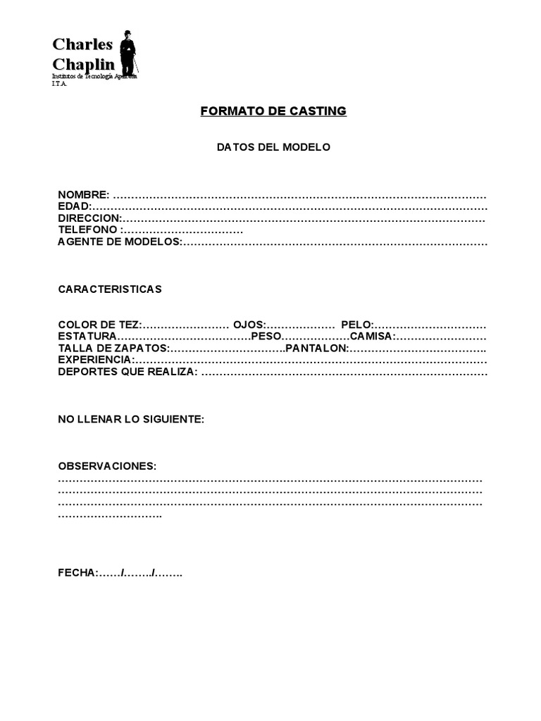 Formato de Casting | PDF