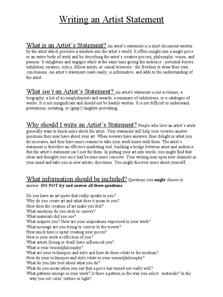 What Is An Artist's Statement? | PDF | Cognition