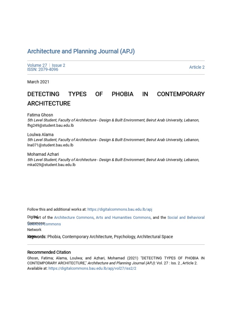 Detecting Types of Phobia in Contemporary Architecture | PDF | Phobia ...