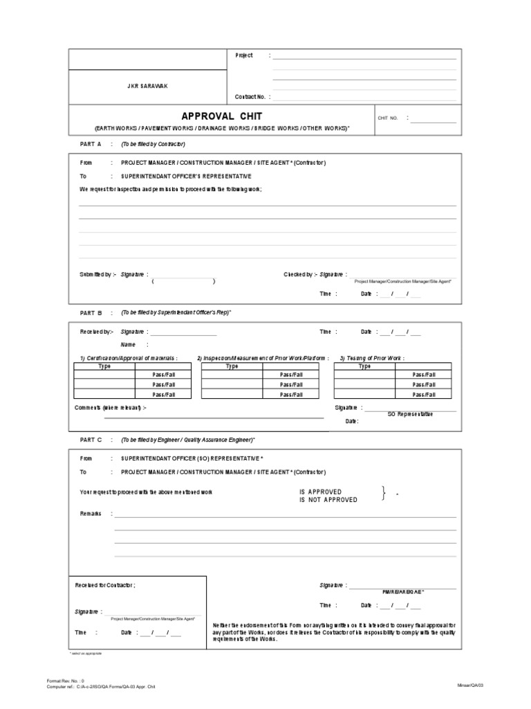 Approval Chit (Work) | Download Free PDF | Quality Assurance | Evaluation