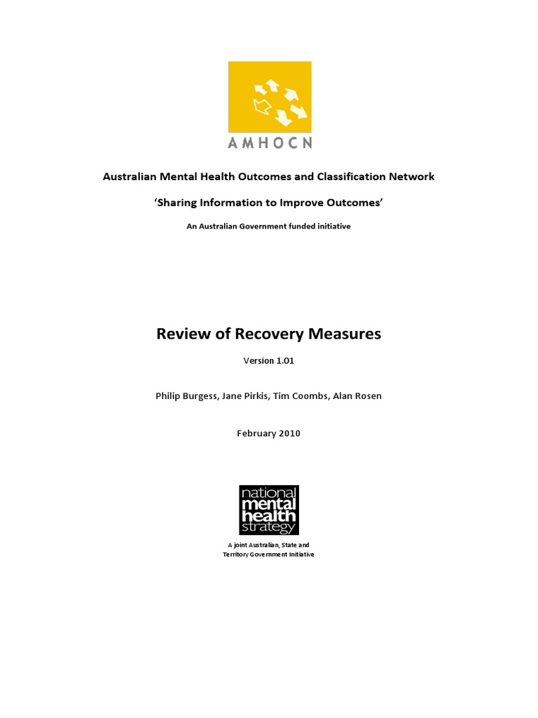 Review of Recovery Measures | PDF | Mental Disorder | Health Care