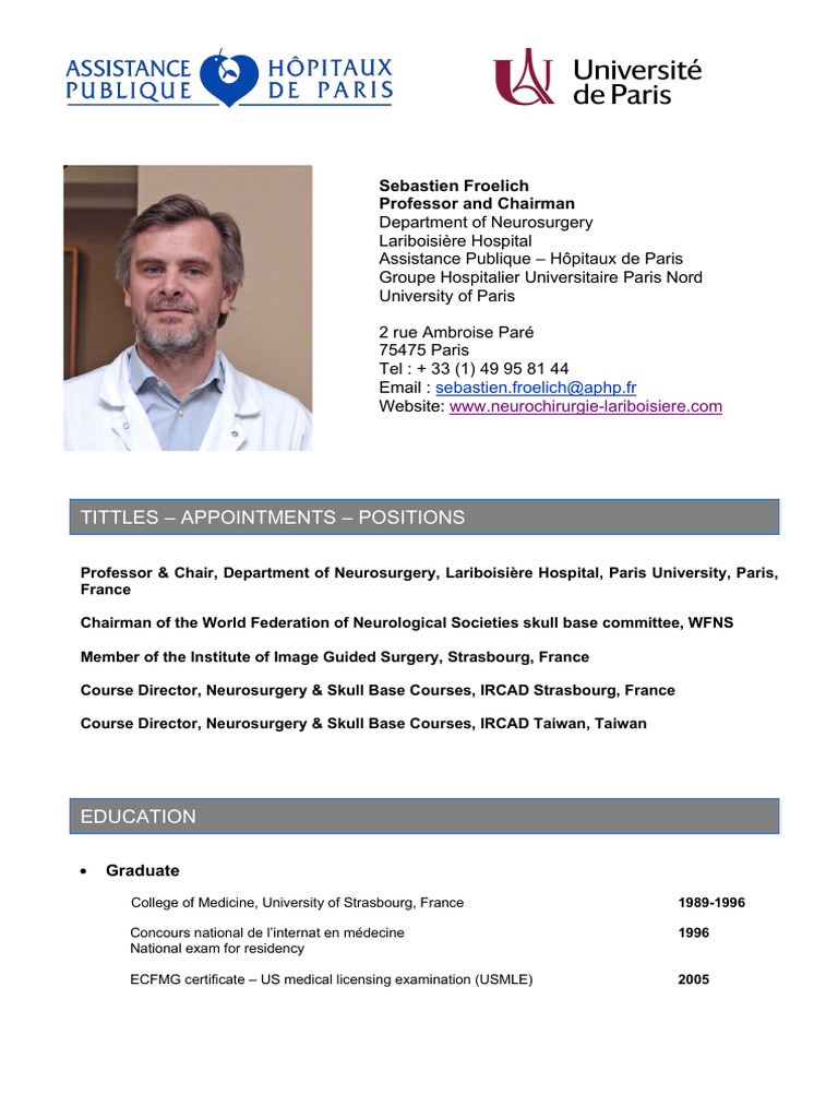 Prof. Sébastien Froelich: Neurosurgery Expertise | PDF | Neurosurgery ...