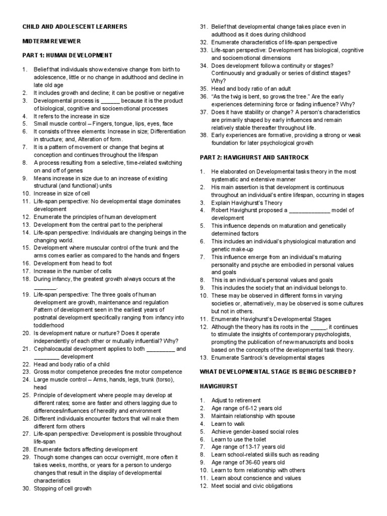 PROFED 1 Midterm Reviewer (Questions) | PDF | Developmental Psychology ...