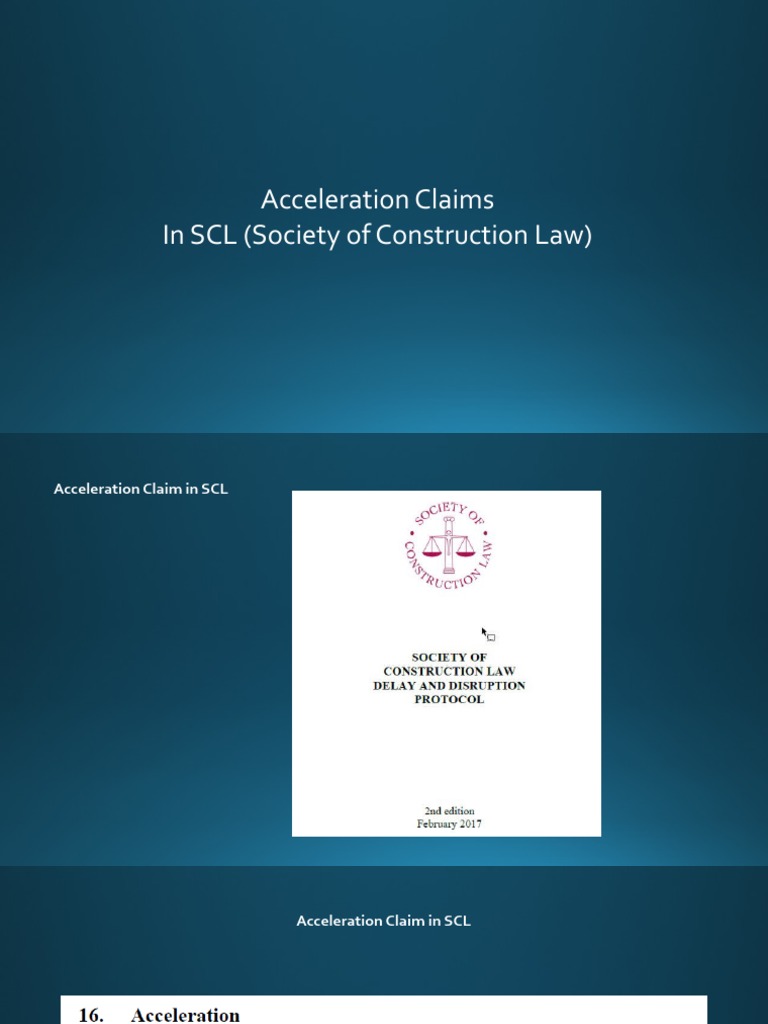 Acceleration Claims in SCL (Society of Construction Law) | PDF