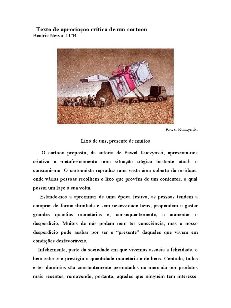 Texto de Apreciação Crítica de Um Cartoon | PDF