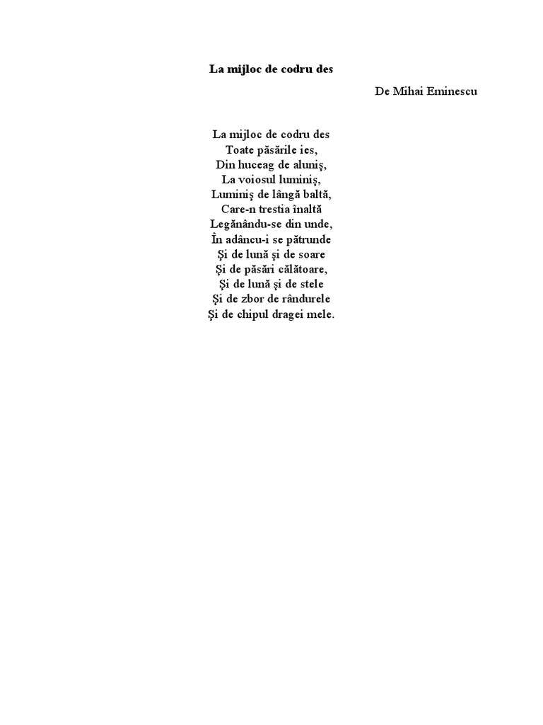 La Mijloc de Codru Des | PDF