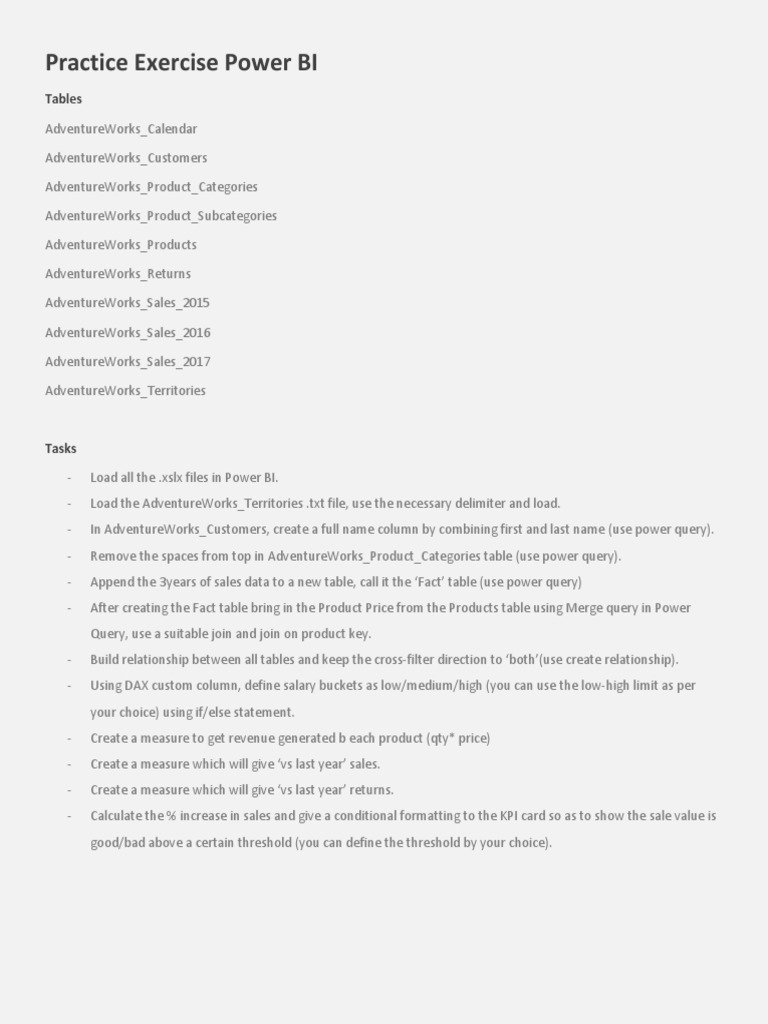 Practice Exercise Power BI: Tables | PDF | Computer Science ...