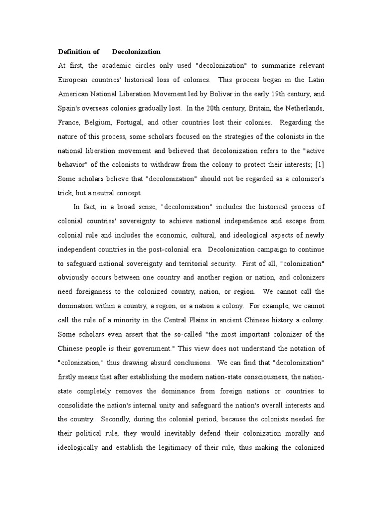 Definition of Decolonization | PDF | Hong Kong | Decolonization