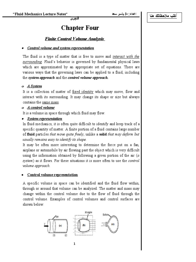 Chapter Four: Finite Control Volume Analysis | PDF | Pressure | Fluid ...