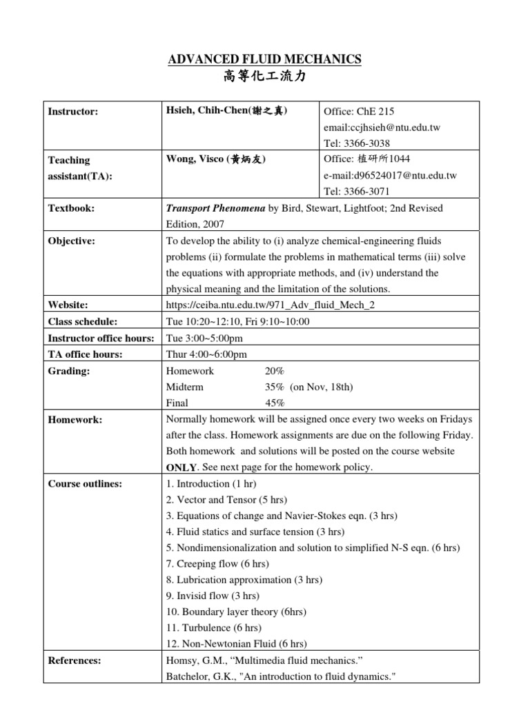 Advanced Fluid Dynamics | PDF | Fluid Dynamics | Fluid Mechanics