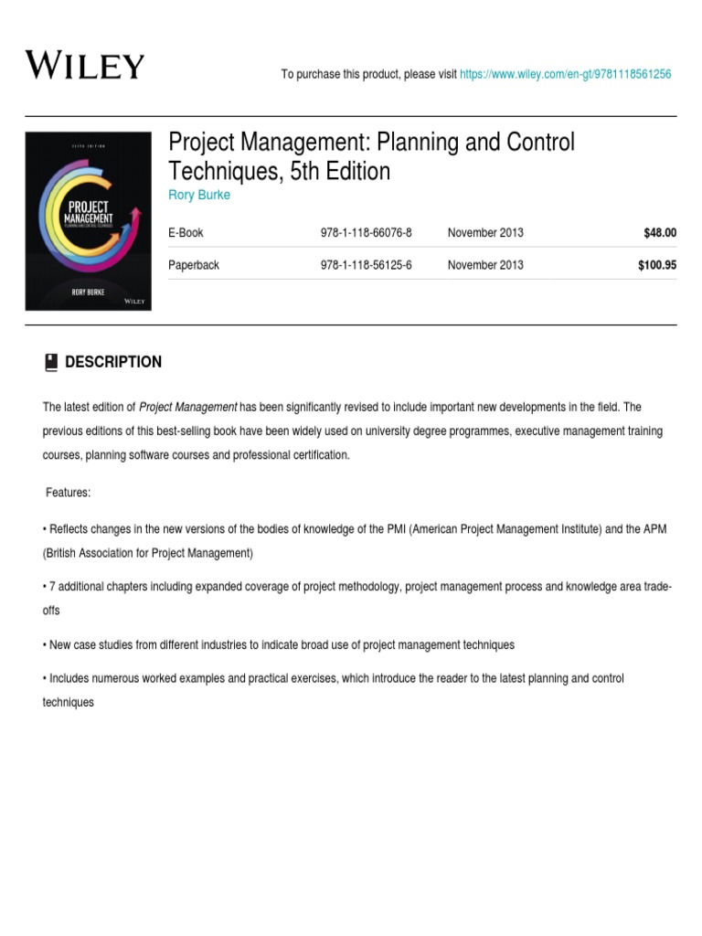 Wiley - Project Management - Planning and Control Techniques, 5th ...