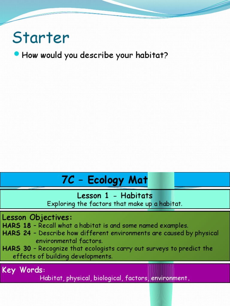 7C L1 - Habitats | PDF | Science & Mathematics