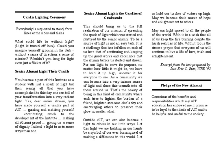 Candle Lighting Ceremony | PDF | Career & Growth
