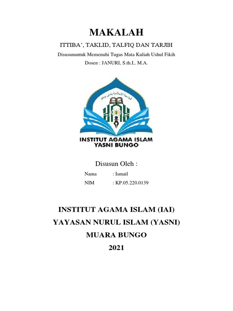 ITTIBA', TAKLID, TALFIQ DAN TARJIH | PDF