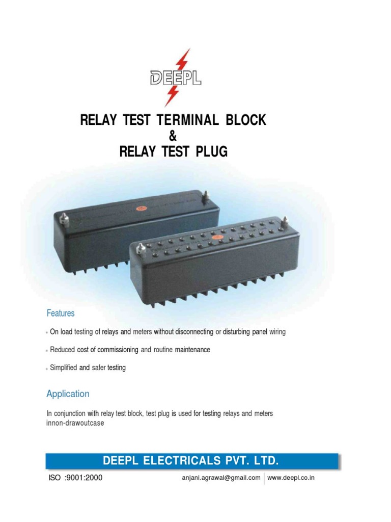 Relay Test Terminal Block & Relay Test Plug: Deepl Electricals Pvt. LTD ...