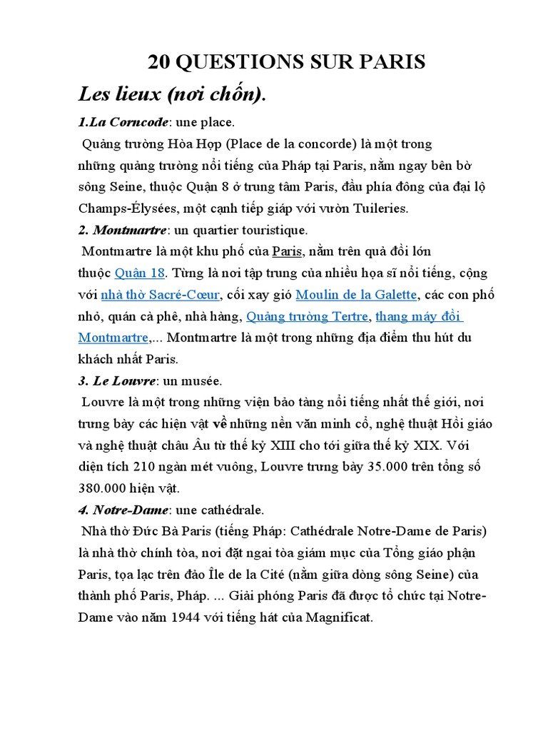 20 Questions Sur Paris | PDF