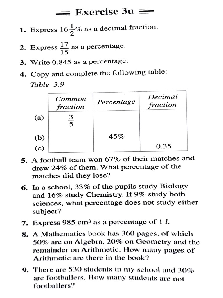Percentage Questions | PDF | Percentage | Arithmetic