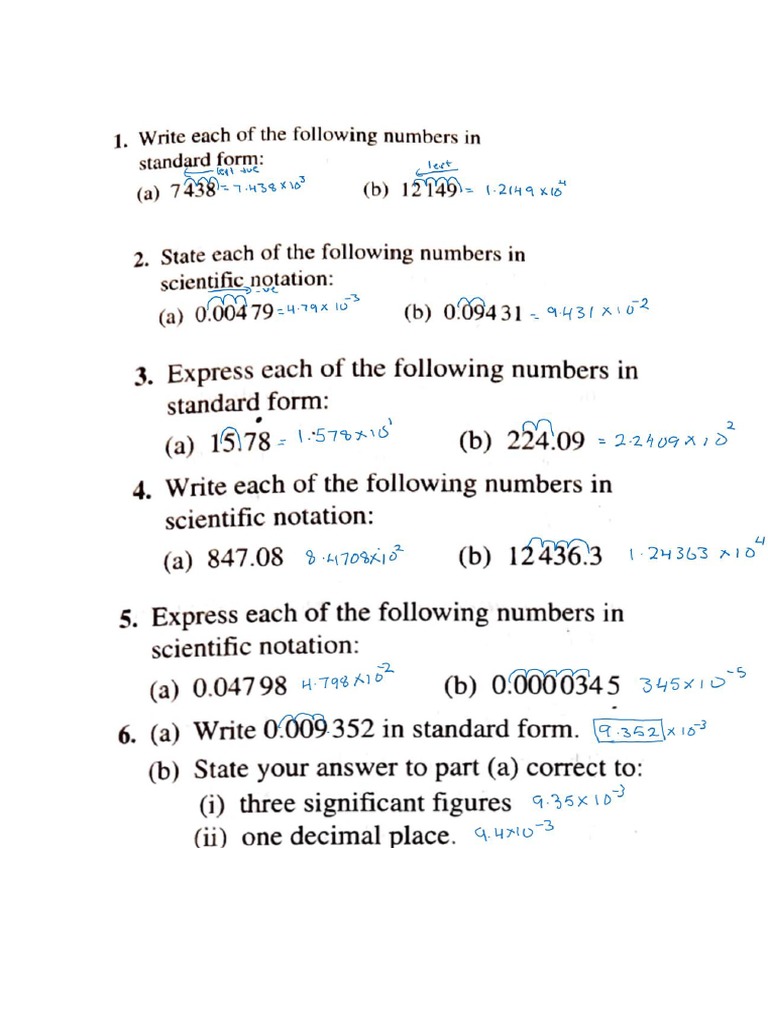 Standard Form Questions Answers | PDF