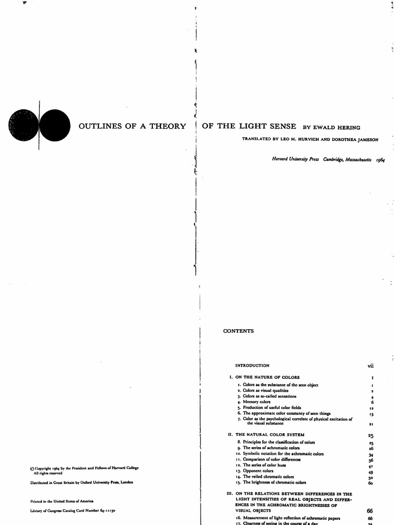 Hering - Outline of A Theory of Light Sense | PDF