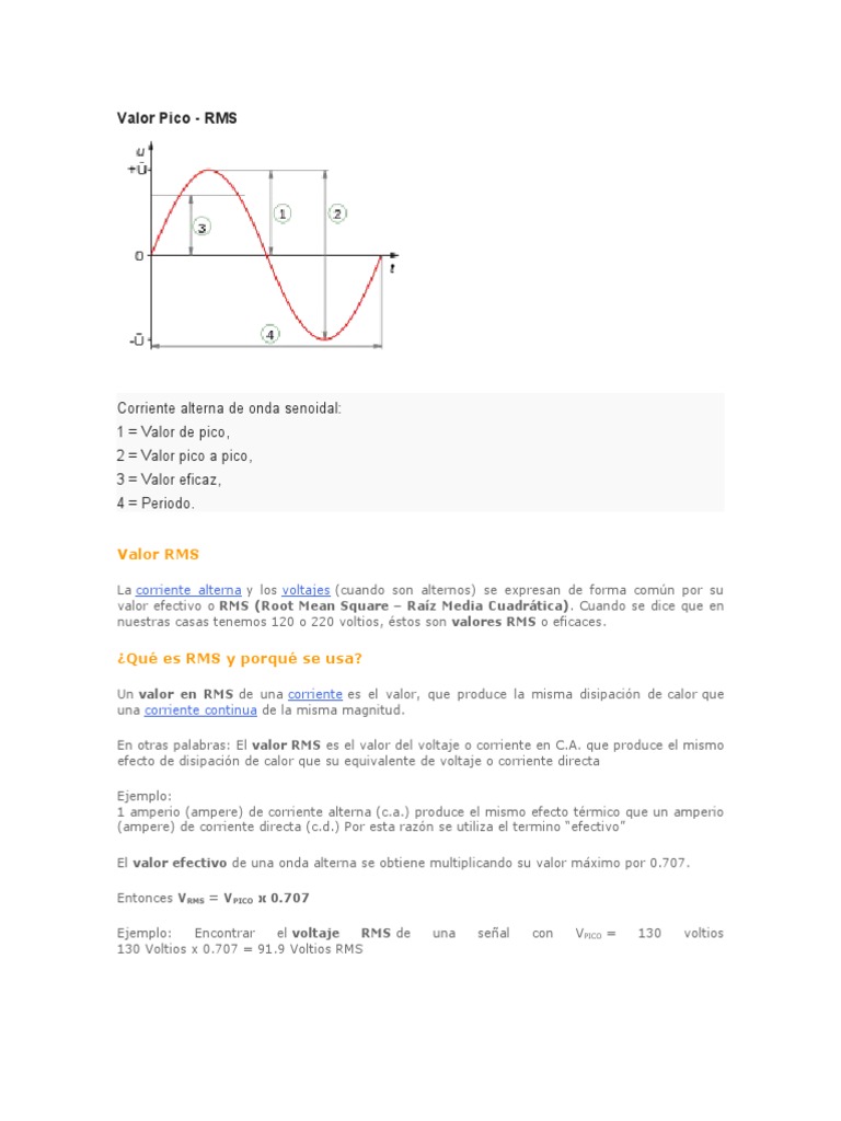 Valor Pico - RMS | PDF | Métodos y materiales de enseñanza