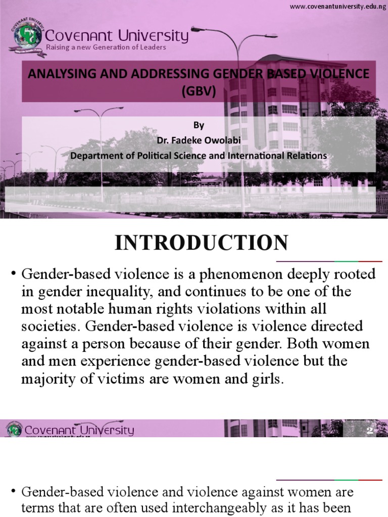 Analysing and Addressing Gender Based Violence (GBV) | PDF | Violence ...