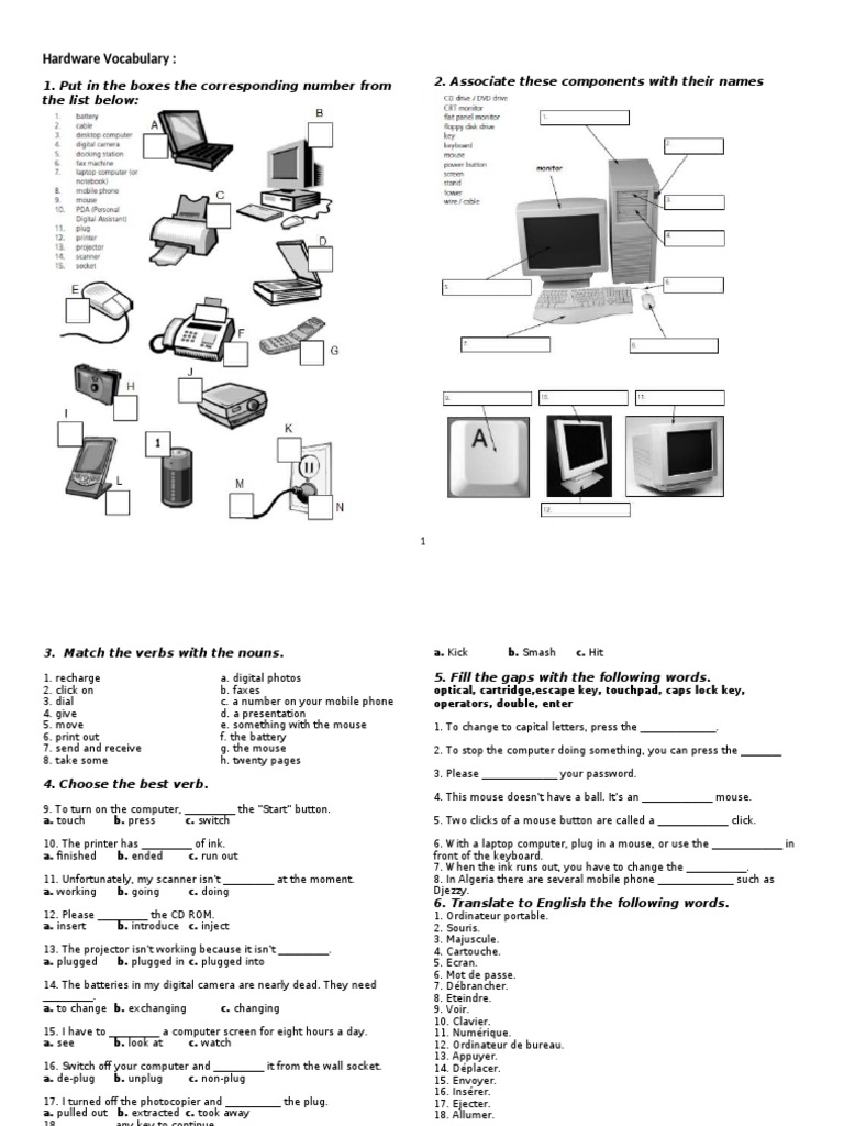 1 Vocabulary (Hardware) | PDF | Computer Hardware | Computer Science