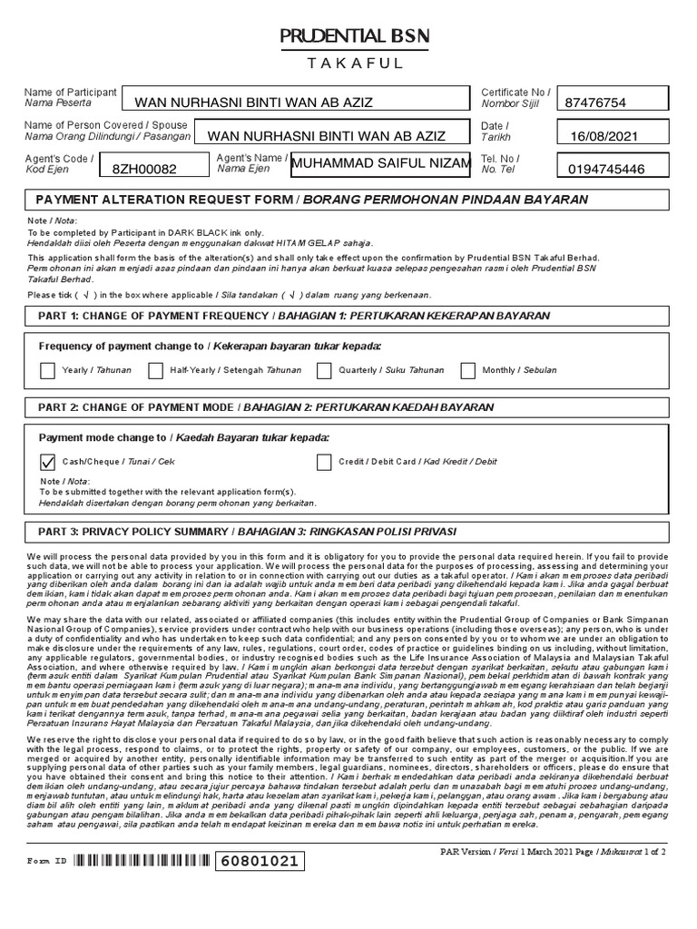 Payment - Alteration - Request HMM - Form | PDF | Confidentiality ...