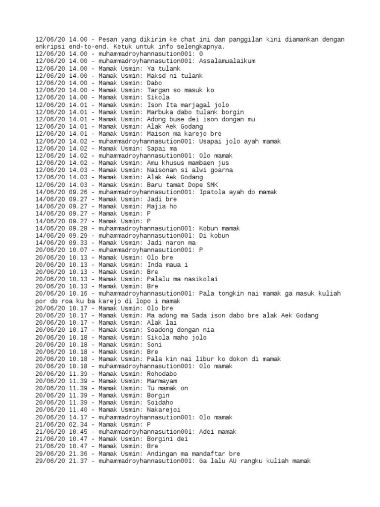Chat WhatsApp Dengan Mamak Usmin | PDF
