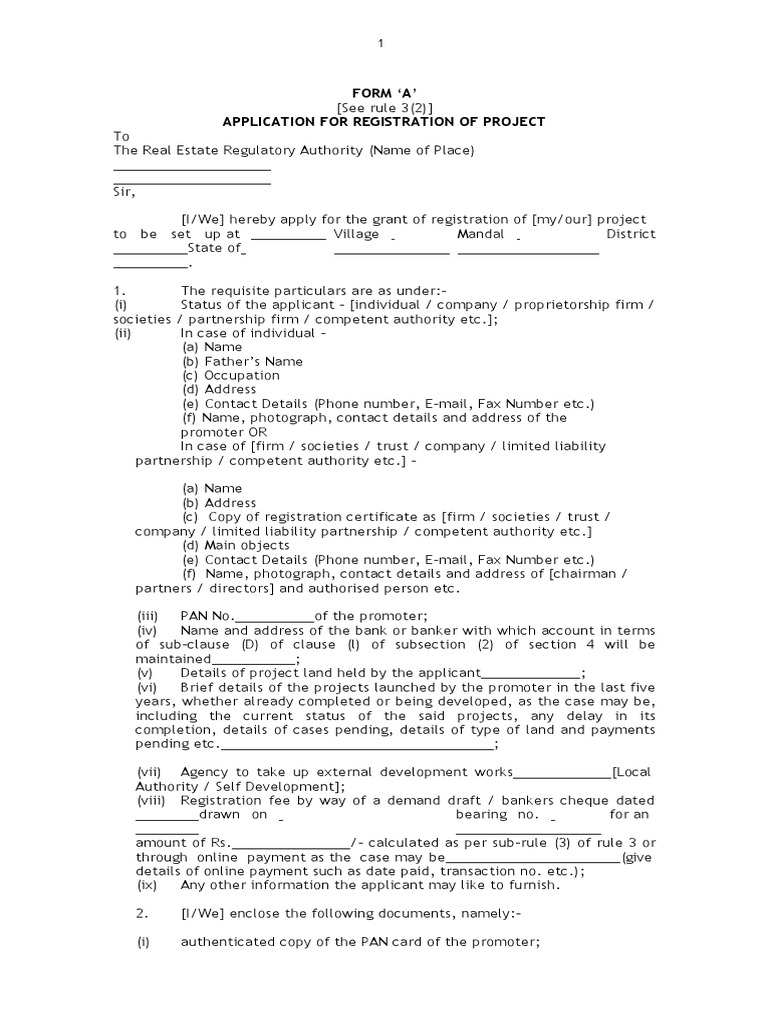 TS RERA Form A | PDF | Audit | Payments