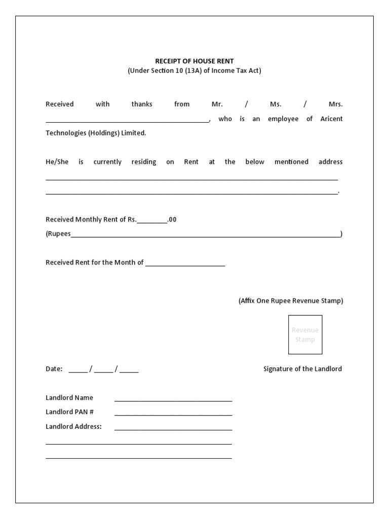 House Rent Receipt - Format | PDF | Public Finance | Government
