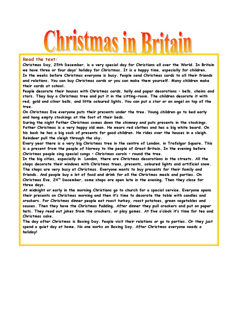 Christmas in Britain - Reading Comprehension (+10) 2 | PDF | Christmas ...