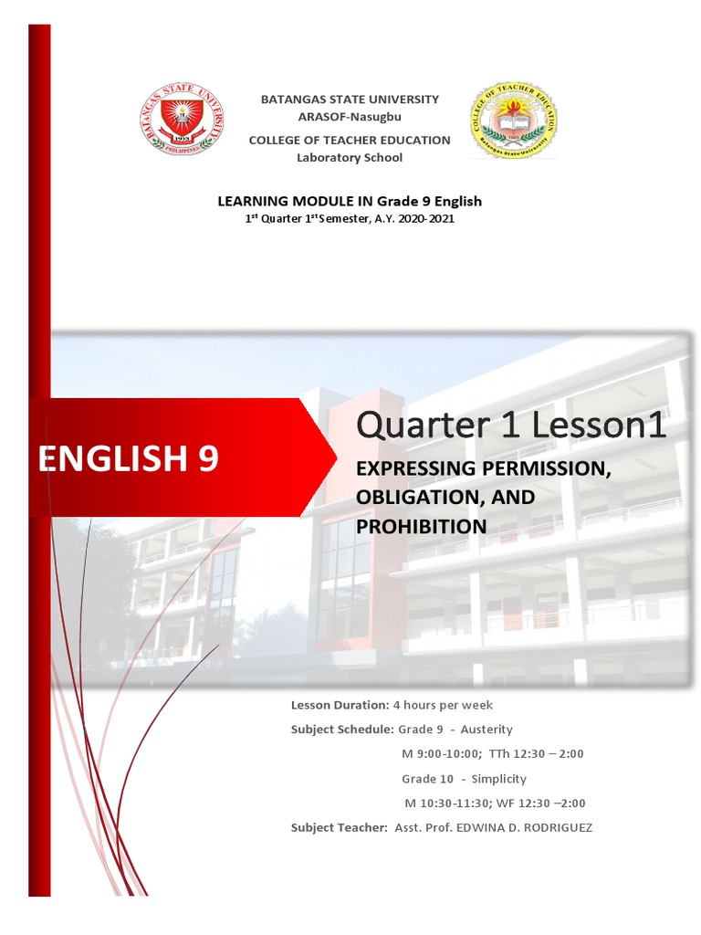 English 9 Q1 Lesson 1 (Signed) | PDF | Verb | English Language