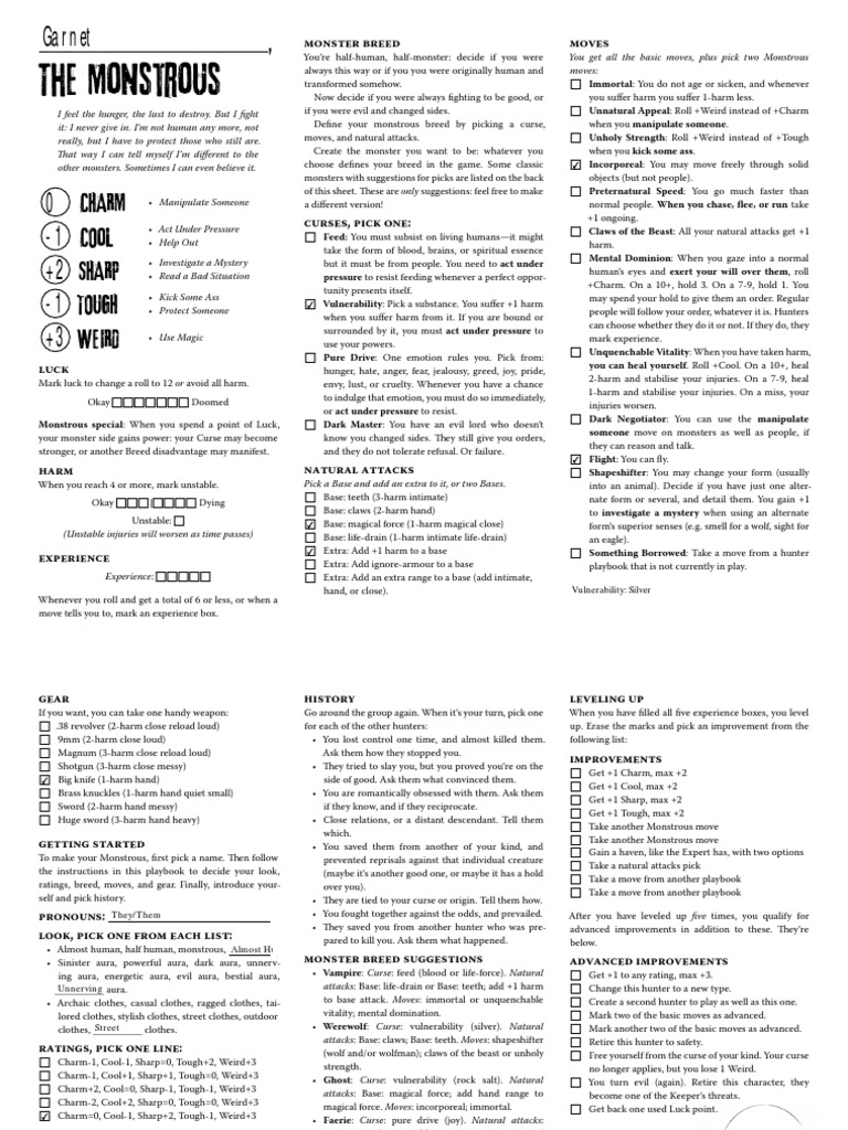 The Monstrous: Garnet | PDF | Werewolves | Monsters