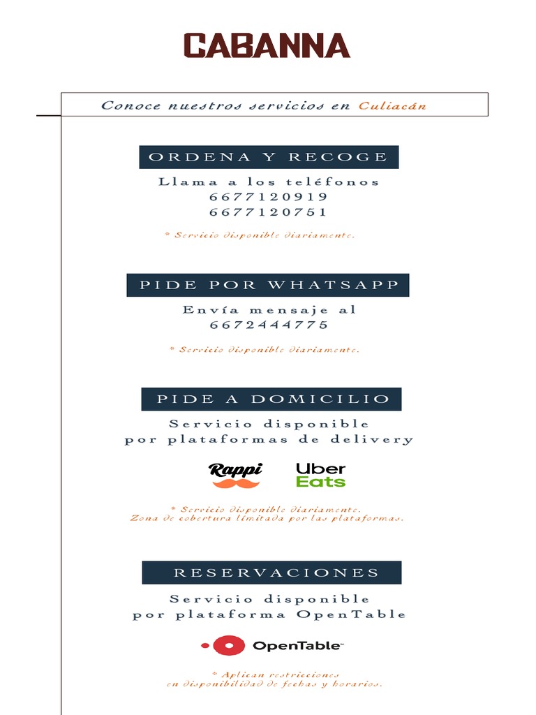 Culiacan Cabanna Menu Esp | PDF | Taco | Cocina occidental