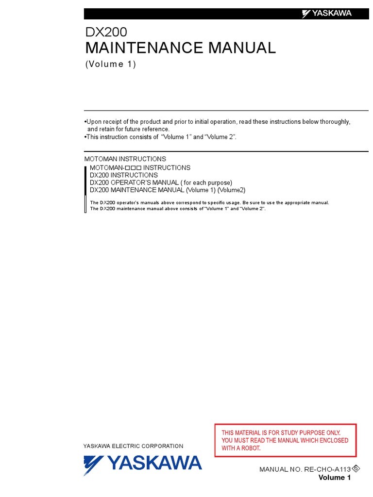 DX200 Maintenance Manual Volume 1 | PDF | Input/Output | Electrical Network